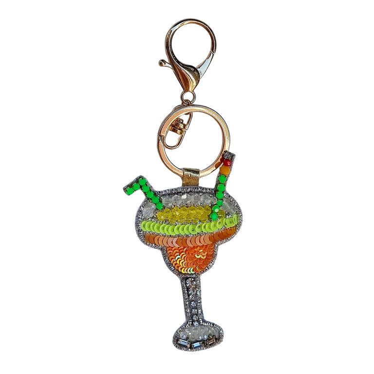 Beaded Orange Cocktail Keychain