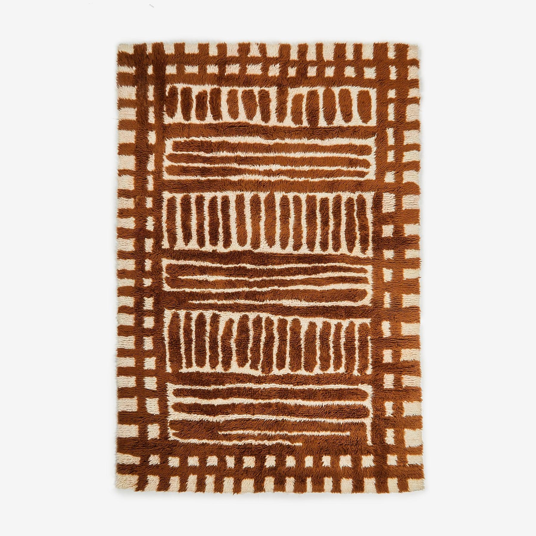 Grid Chocolate Wool Rug Medium 1.5x2.3m