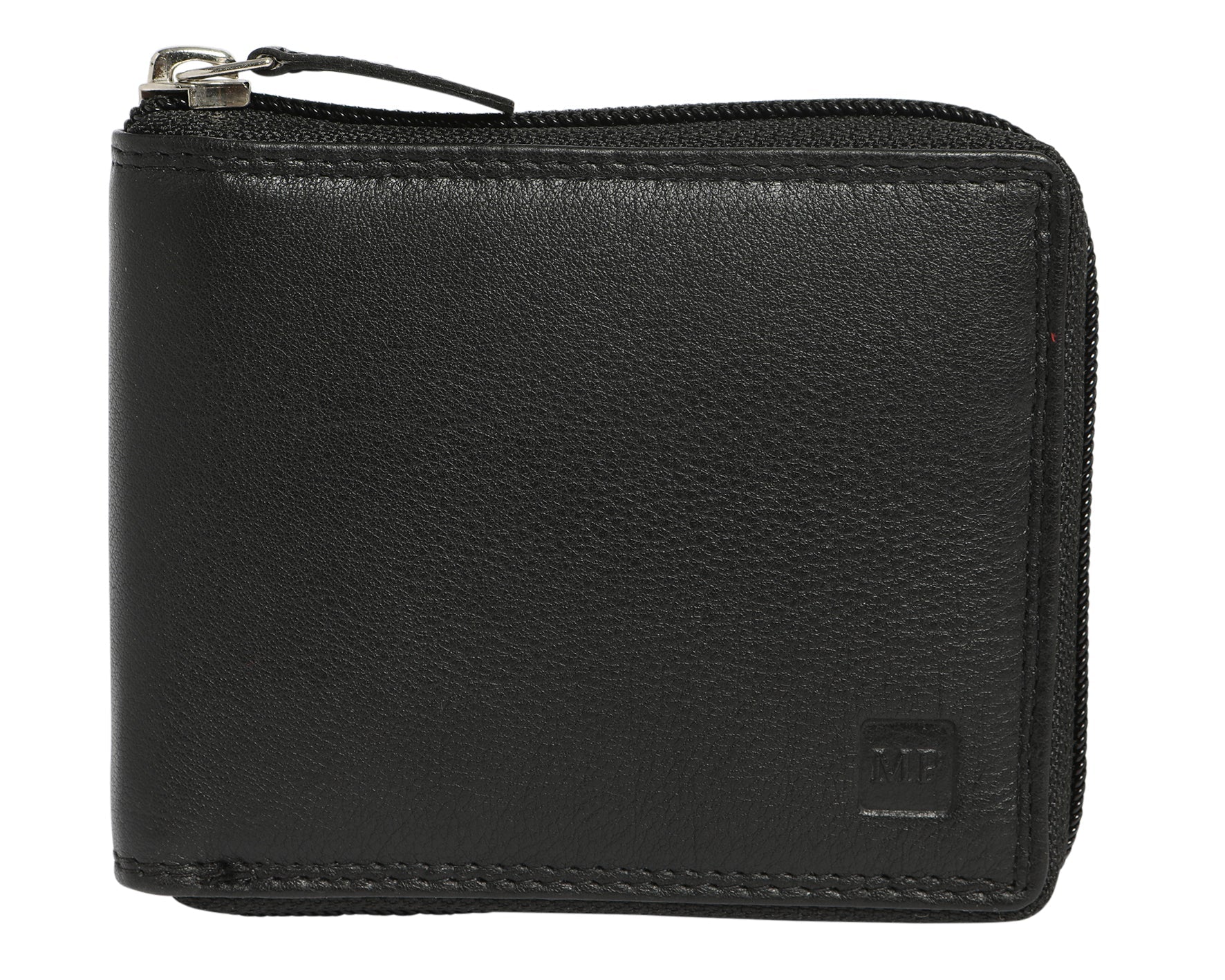 Soft Leather Zip Around Wallet - Black