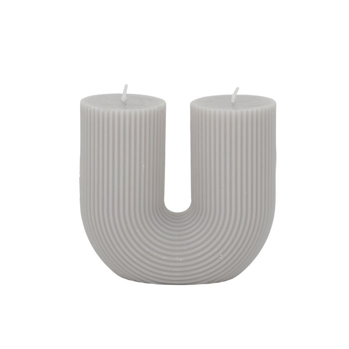 U Shaped Ribbed Candle - Grey